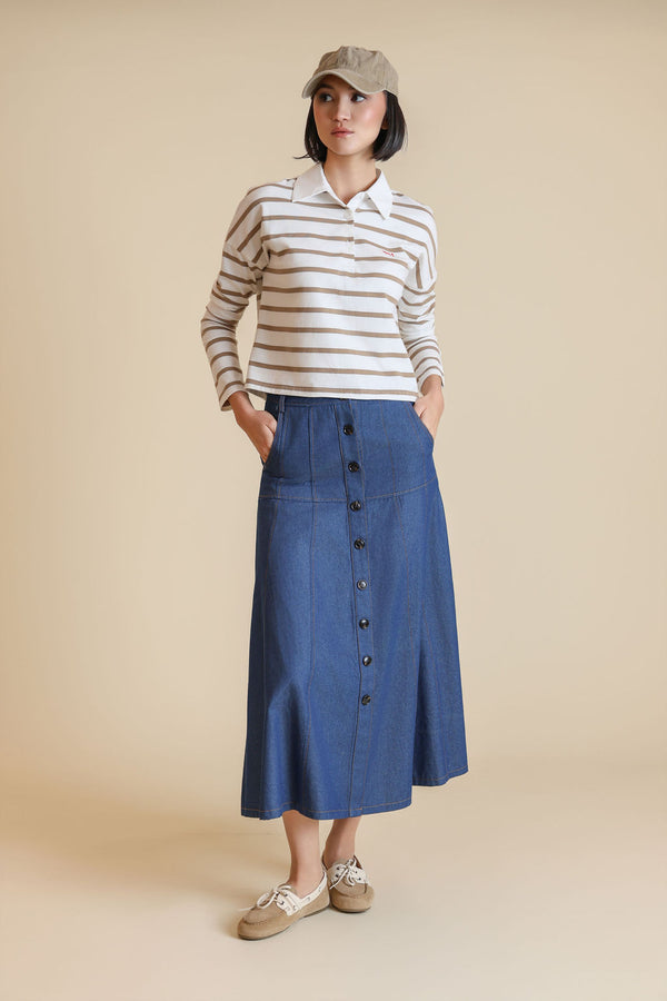Caspar Denim Stitch Skirt